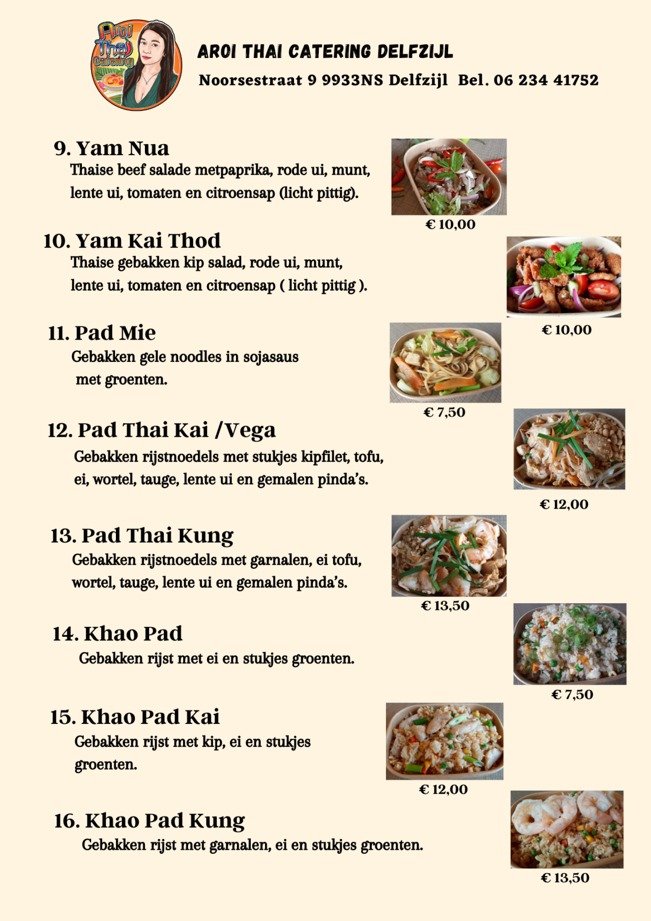 Menu | Aroi Thai Catering Delfzijl